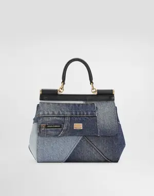 Dolce & Gabbana Small Sicily Bag In Patchwork And Calfskin Handbags - Denim