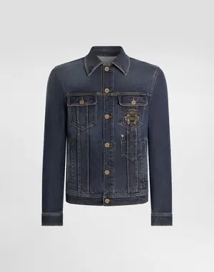 Dolce & Gabbana Denim Jacket With Logo Patch� Denim Multi-colored - Multicolor