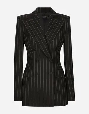 Dolce & Gabbana Double-breasted Pinstripe Wool Turlington Jacket Blazers - Multicolor