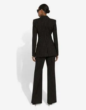 Dolce & Gabbana Double-breasted Pinstripe Wool Turlington Jacket Blazers