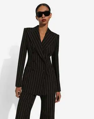 Dolce & Gabbana Double-breasted Pinstripe Wool Turlington Jacket Blazers
