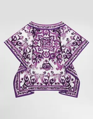 Dolce & Gabbana Majolica-print Short Cotton Caftan Dresses