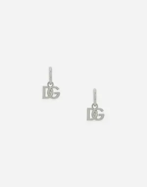 Dolce & Gabbana Creole Earrings With Dg Logo Pendant Bijoux Metal - Silver