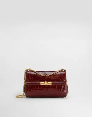 Dolce & Gabbana Marlene City Mini Bag In Polished Alligator Collection - Bordeaux