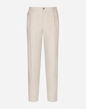 Dolce & Gabbana Pinstripe Linen Pants Pants And Shorts - Multicolor