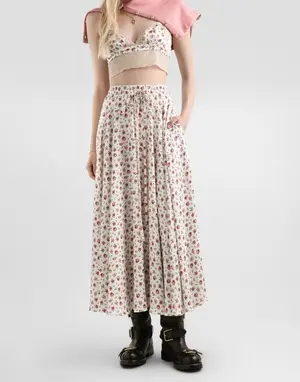 Dolce & Gabbana Small Rose-print Charmeuse Circle Skirt Skirts - Multicolor