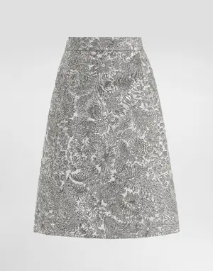 Dolce & Gabbana Lamé Floral Jacquard Midi Skirt Skirts - Silver