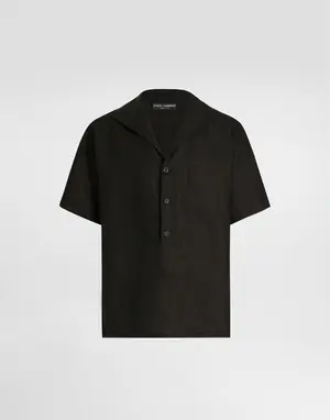Dolce & Gabbana Three-button Short-sleeved Linen Shirt Shirts Linen - Black