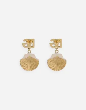 Dolce & Gabbana Earrings With Dg Logo And Shell� Bijoux Metal