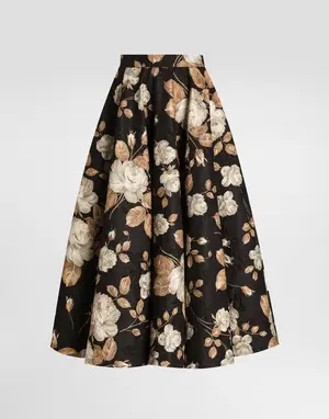Dolce & Gabbana Vintage Rose- Brocade Midi Skirt Skirts - Print