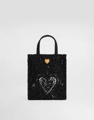 Dolce & Gabbana Small Cordonetto Lace Beatrice Bag Handbags Cotton - Black