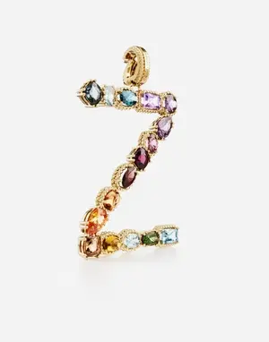 Dolce & Gabbana 18kt Yellow Z Letter Charm With Multicoloured Gemstones - Gold
