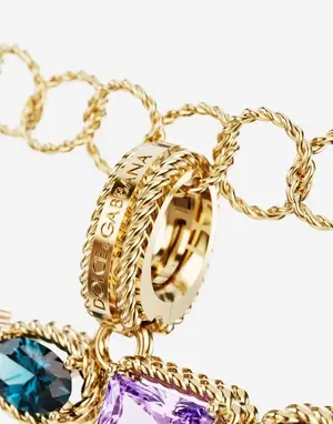 Dolce & Gabbana 18kt Yellow Z Letter Charm With Multicoloured Gemstones - Gold