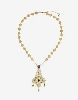 Dolce & Gabbana Filigree Necklace With Mixed Gemstones In 18-carat Yellow - Gold