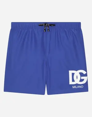 Dolce & Gabbana Nylon Swim Trunks With Dg Logo Beachwear - Blue