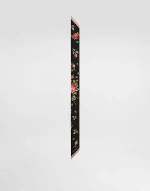 Dolce & Gabbana Rose Bouquet-print Silk Twill Bandeau 6x100 Scarves And Silks - Multicolor