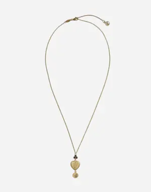 Dolce & Gabbana 18-carat Yellow Sicily Pendant Necklace With Black Sapphires And Pearl - Gold