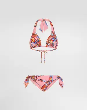 Dolce & Gabbana Carretto-print Triangle Bikini Swimwear - Multicolor