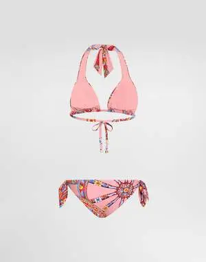 Dolce & Gabbana Carretto-print Triangle Bikini