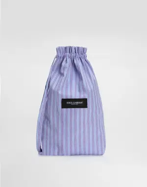 Dolce & Gabbana Striped Poplin And Leather Crossbody Bag Shoppers - Multicolor