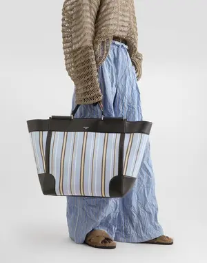 Dolce & Gabbana Sicily Striped Jacquard Handbag Shoppers