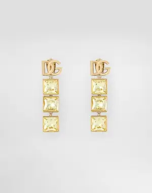 Dolce & Gabbana Drop Earrings With Dg Logo And Rhinestones Bijoux Metal - Gold