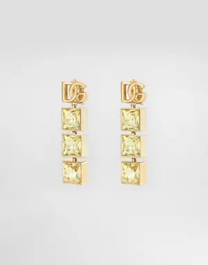 Dolce & Gabbana Drop Earrings With Dg Logo And Crystal Rhinestones