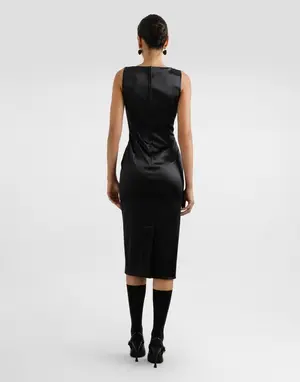 Dolce & Gabbana Stretch Satin Dress Dresses Gray Satin