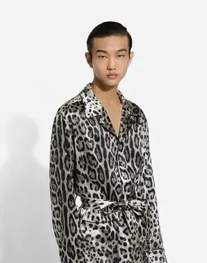 Dolce & Gabbana Leopard- Satin Robe Underwear And Loungewear