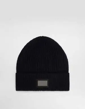 Dolce & Gabbana Cashmere And Wool Hat With Branded Tag Hats And Gloves Wool - Blue