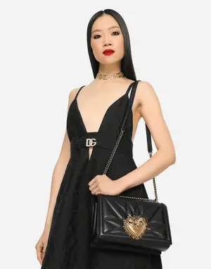 Dolce & Gabbana Large Devotion Bag In Quilted Nappa Leather Shoulder And Crossbody Bags Leather - Black