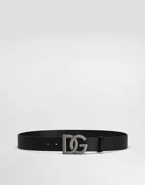 Dolce & Gabbana Lux Leather Belt With Crossover Dg Logo Buckle Belts Leather - Black