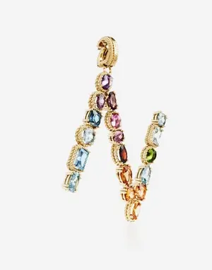 Dolce & Gabbana 18-carat Yellow Alphabet Charm With Mixed Gemstones - Gold