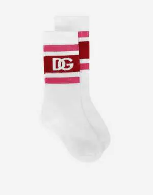 Dolce & Gabbana Stretch Knit Socks With Dg Logo Accessories Multi-colored Cotton - Multicolor