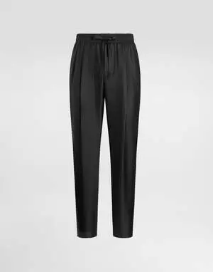 Dolce & Gabbana Silk Twill Jogging Trousers Pants And Shorts - Black