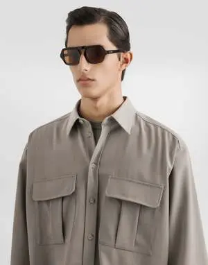 Dolce & Gabbana Virgin Wool Canvas Shirt Shirts Beige