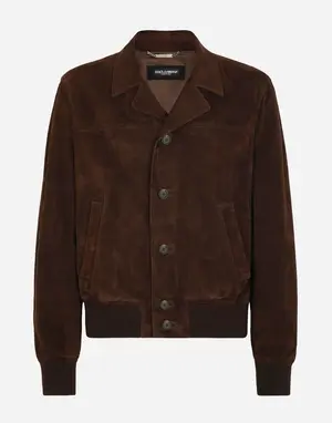 Dolce & Gabbana Nappa Suede Bomber Jacket Coats And Jackets Multi-colored - Brown