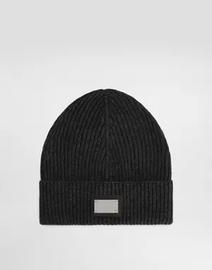 Dolce & Gabbana Cashmere And Wool Hat With Branded Tag Hats And Gloves Gray Wool - Grey