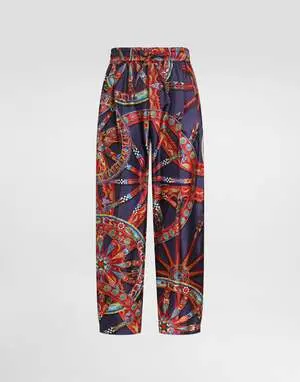 Dolce & Gabbana Carretto-print Twill Jogging Trousers Pants And Shorts - Multicolor