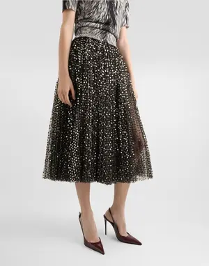 Dolce & Gabbana Embellished Tulle Midi Skirt