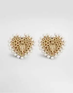 Dolce & Gabbana Heart Earrings With Beaded Detailing