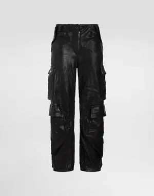 Dolce & Gabbana Leather Cargo Pants Pants And Shorts - Black