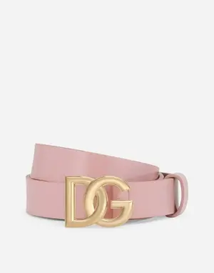 Dolce & Gabbana Patent Leather Belt With Dg Logo Accessories Leather - Pink