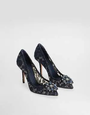 Dolce & Gabbana Embellished Lace Slingback Pumps - Blue