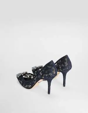 Dolce & Gabbana Embellished Lace Slingback Pumps - Blue