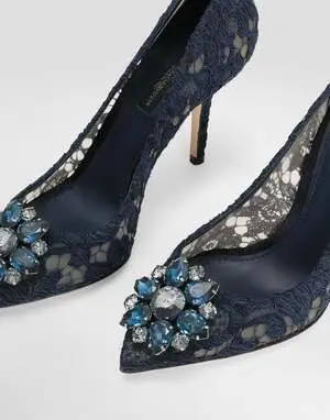 Dolce & Gabbana Embellished Lace Slingback Pumps - Blue