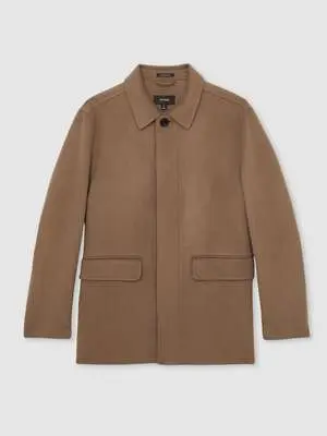 REISS Wool Blend Double Face Button Jacket - Brown