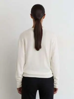 REISS Wool-blend Reverse-seam Jumper With Cashmere - Ivory