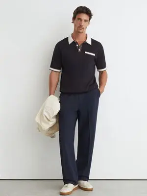 REISS Merino Wool Contrast-trim Polo Shirt