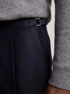REISS Stretch-cotton Tapered Trousers - Navy